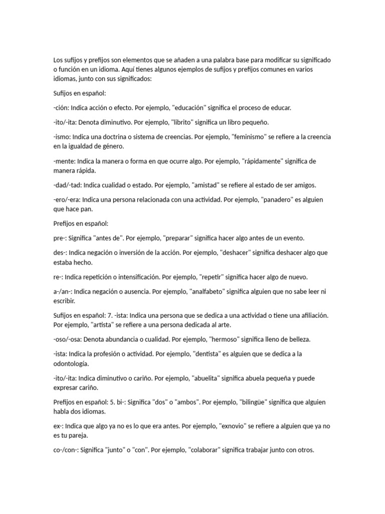 Sufijos y Prefijos | PDF