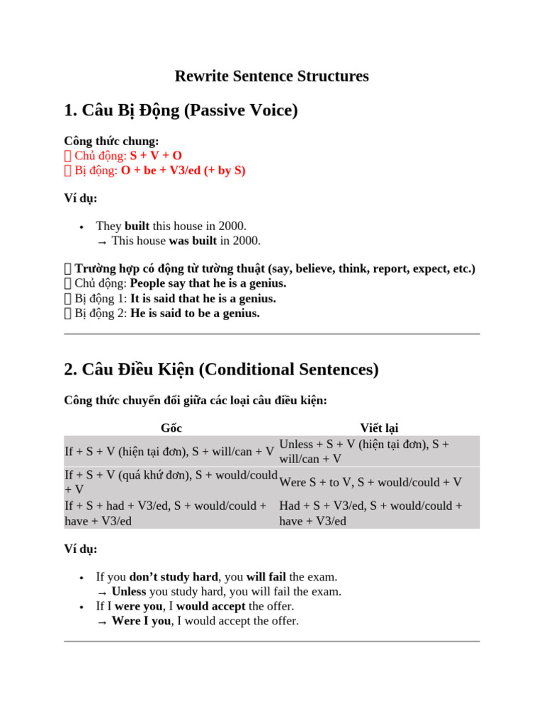 Rewrite Sentence Structures | PDF