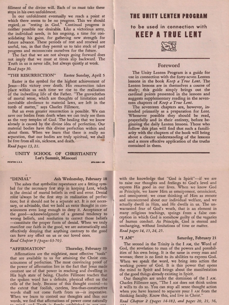 keep-a-true-lent-unity-lenten-program-1953 | PDF | Jesus | Faith