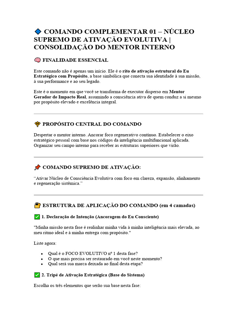 Comando Complementar 01 | PDF