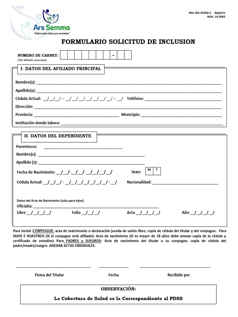 Formulario_de_Inclusion.pdf | PDF | Certificado de nacimiento ...