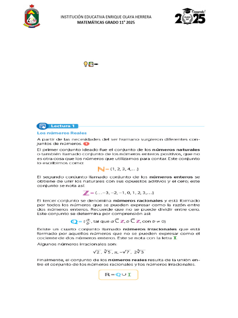 Números Reales y Desigualdades en 11° | PDF | Número Real | Desigualdad ...