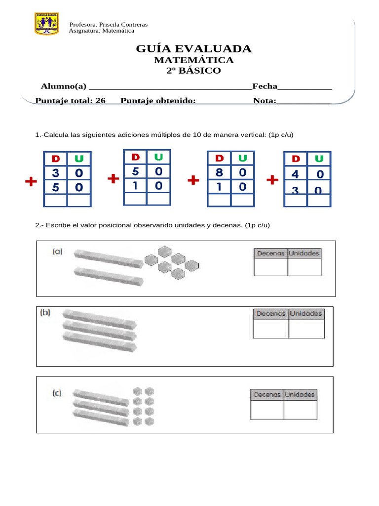 Guía Evaluada Matemática 09-05 | PDF