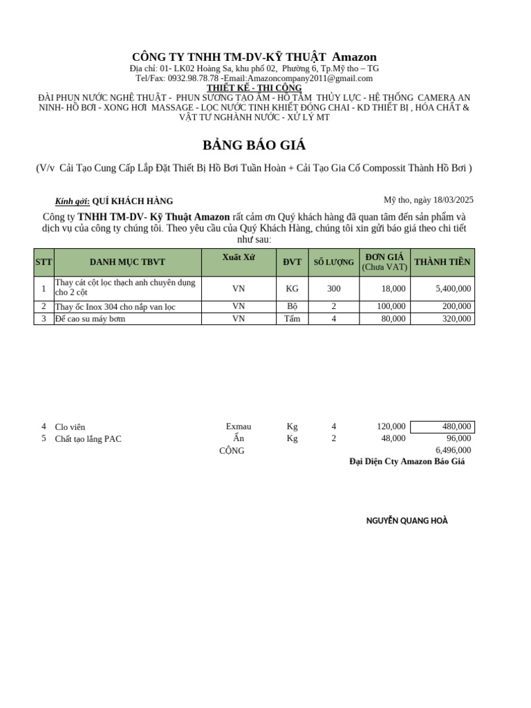 18-03 Sua Chua Ho Boi Resort Thoi Son | PDF