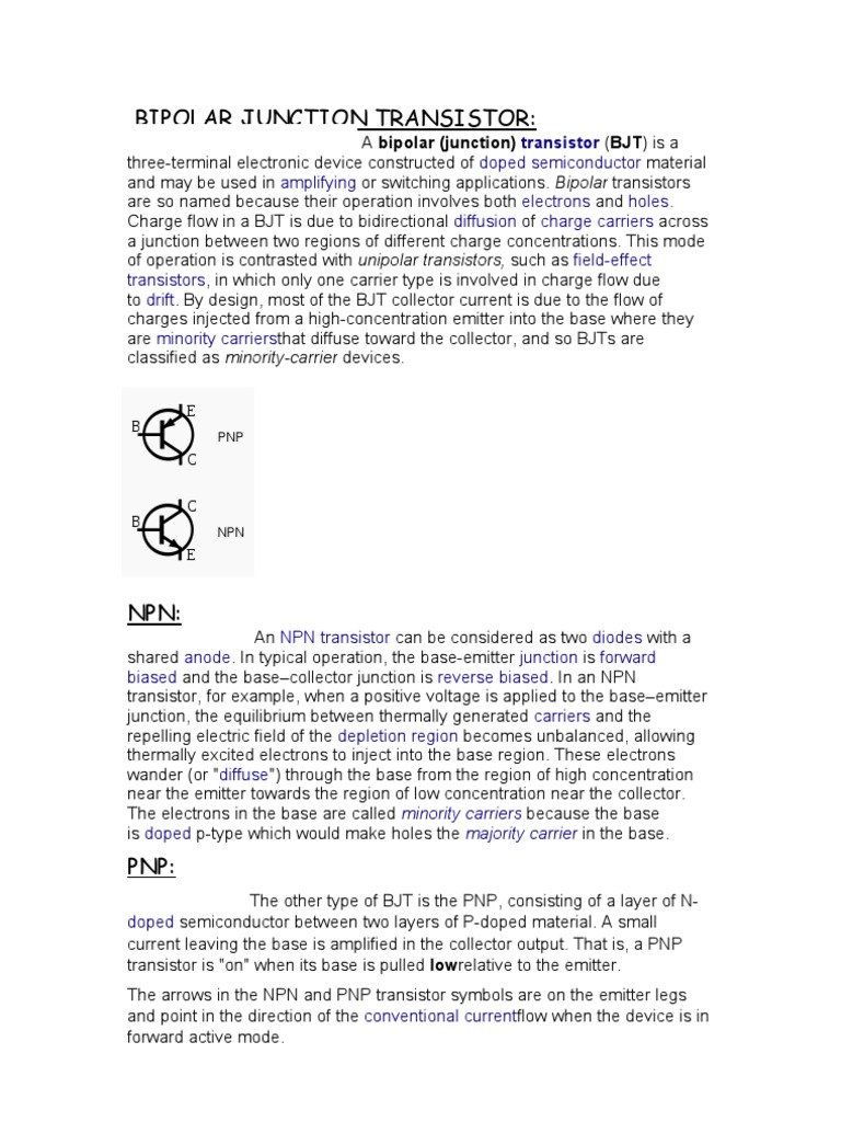Bipolar Junction Transistor | PDF | Bipolar Junction Transistor ...