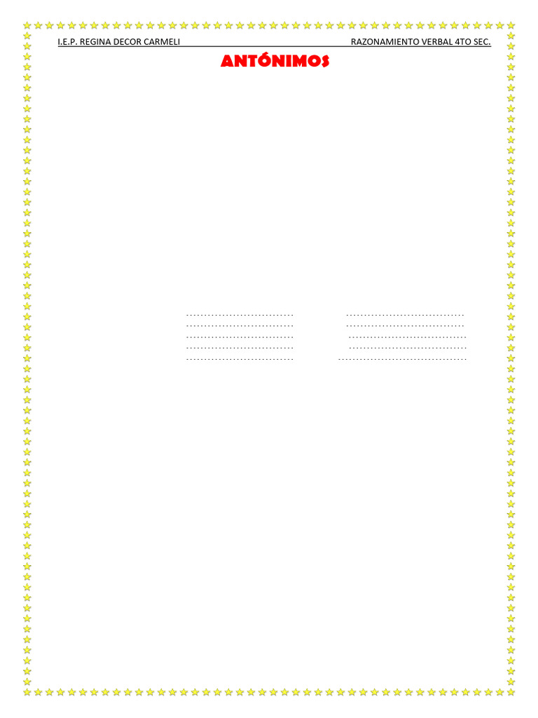4° 2da Clase Actividad ANTÓNIMOS | PDF
