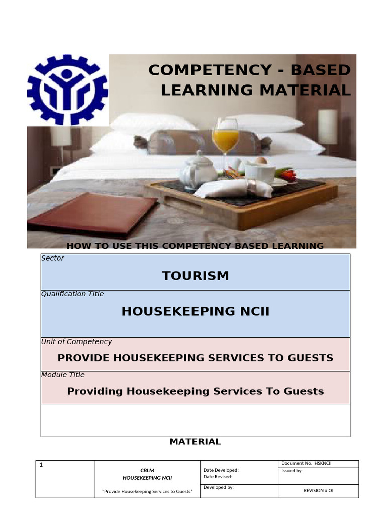 CBLM-HSK 1 (Provide Housekeeping Services To Guests) | PDF | Housekeeping