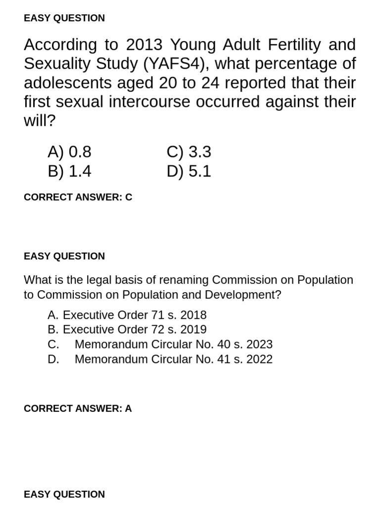 POP Quiz Questions | PDF