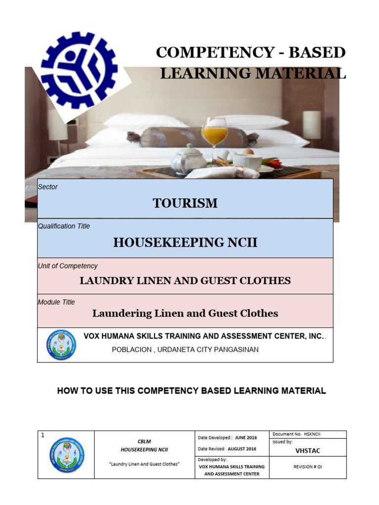 CBLM-HSK 4 (Laundry Linen and Guests Clothes) | PDF | Bleach | Laundry