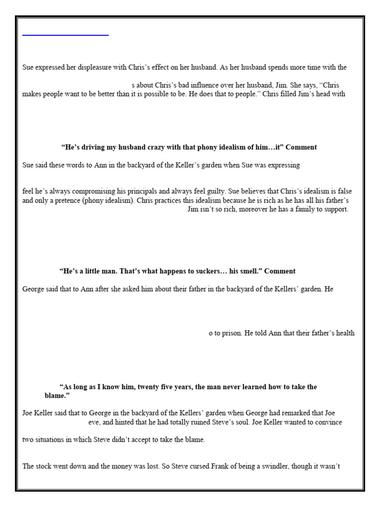 All My Sons Act 2 Analysis and Insights | PDF