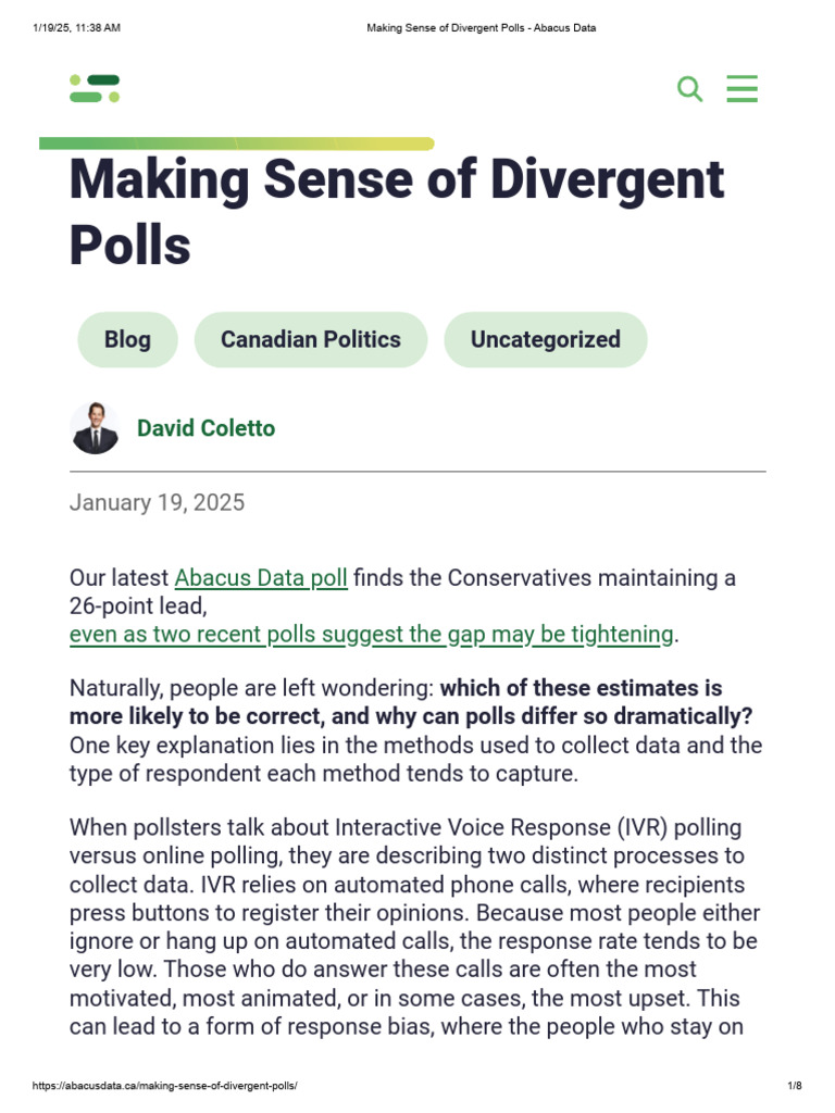 Making Sense of Divergent Polls - Abacus Data | PDF | Opinion Poll ...
