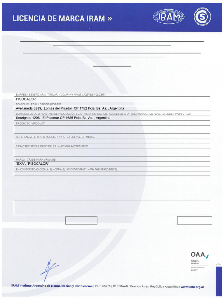 Certificado IRAM 1 | PDF