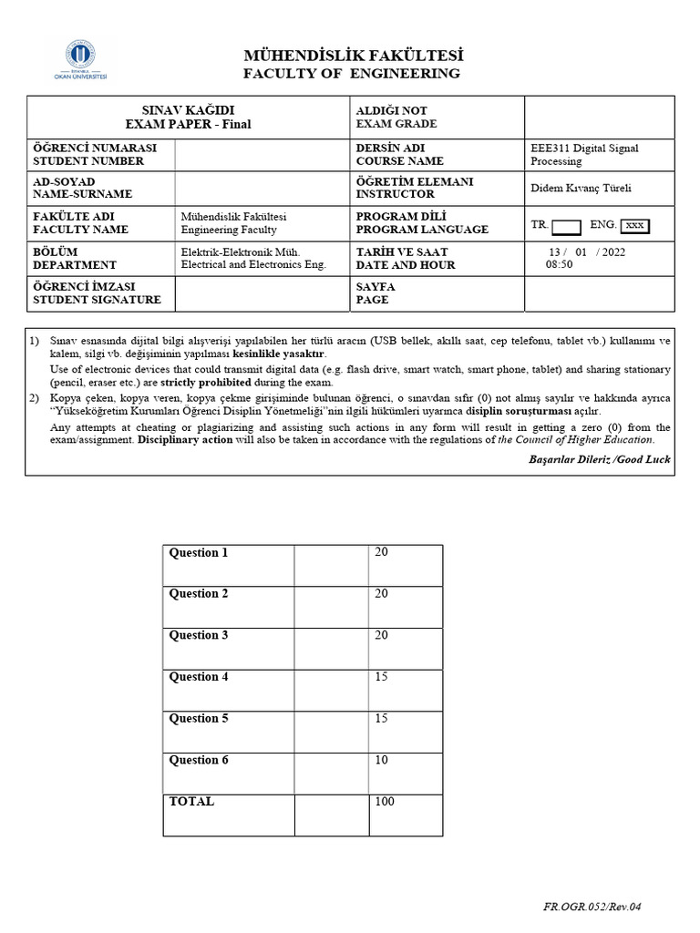 EEE311 2021 Final Solutions | PDF | Algorithms | Information And Communications Technology
