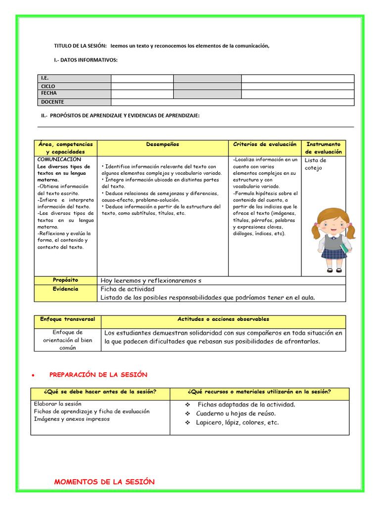 Ses-Lun-Comun-Leemos Un Cuento Sobre La Responsabilidad | PDF | Evaluación | Información