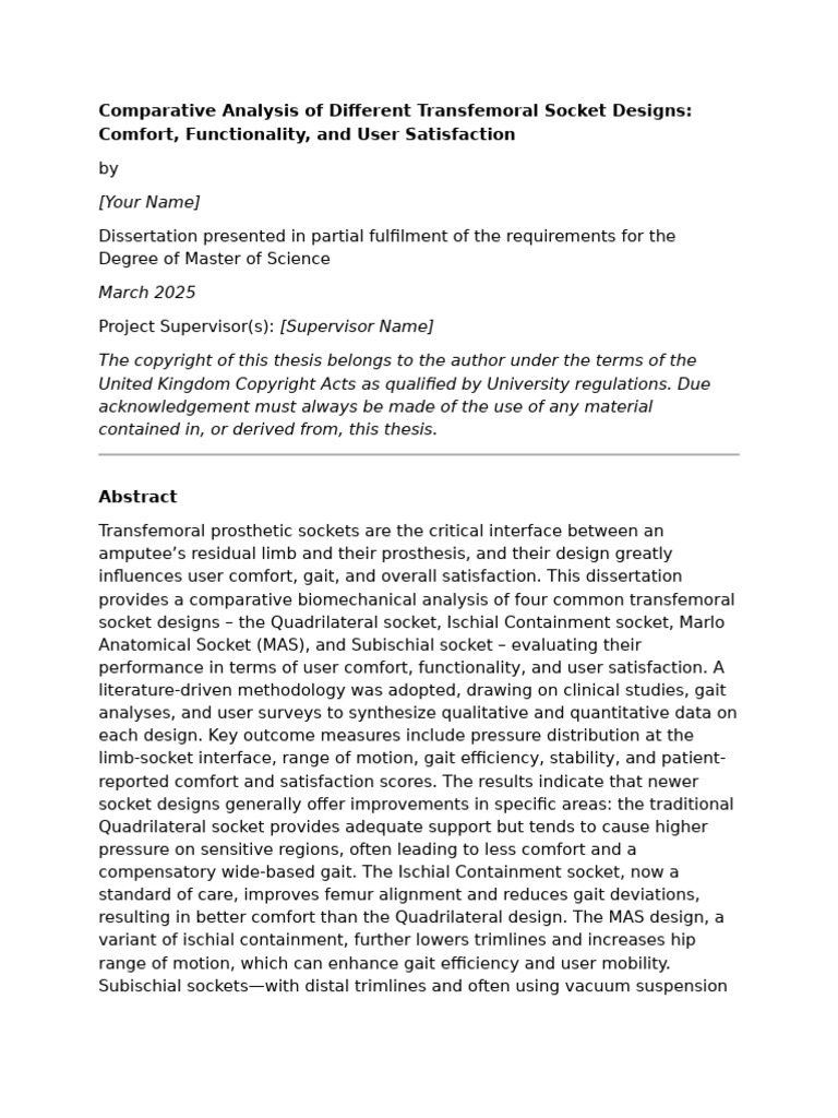 Comparative Analysis of Different Transfemoral Socket Design1 | PDF ...