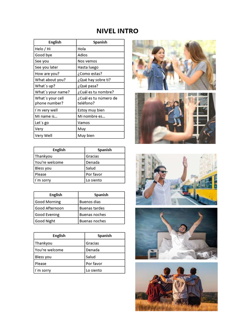 English-Spanish Beginner Vocabulary Guide | PDF | Grammatical Number ...