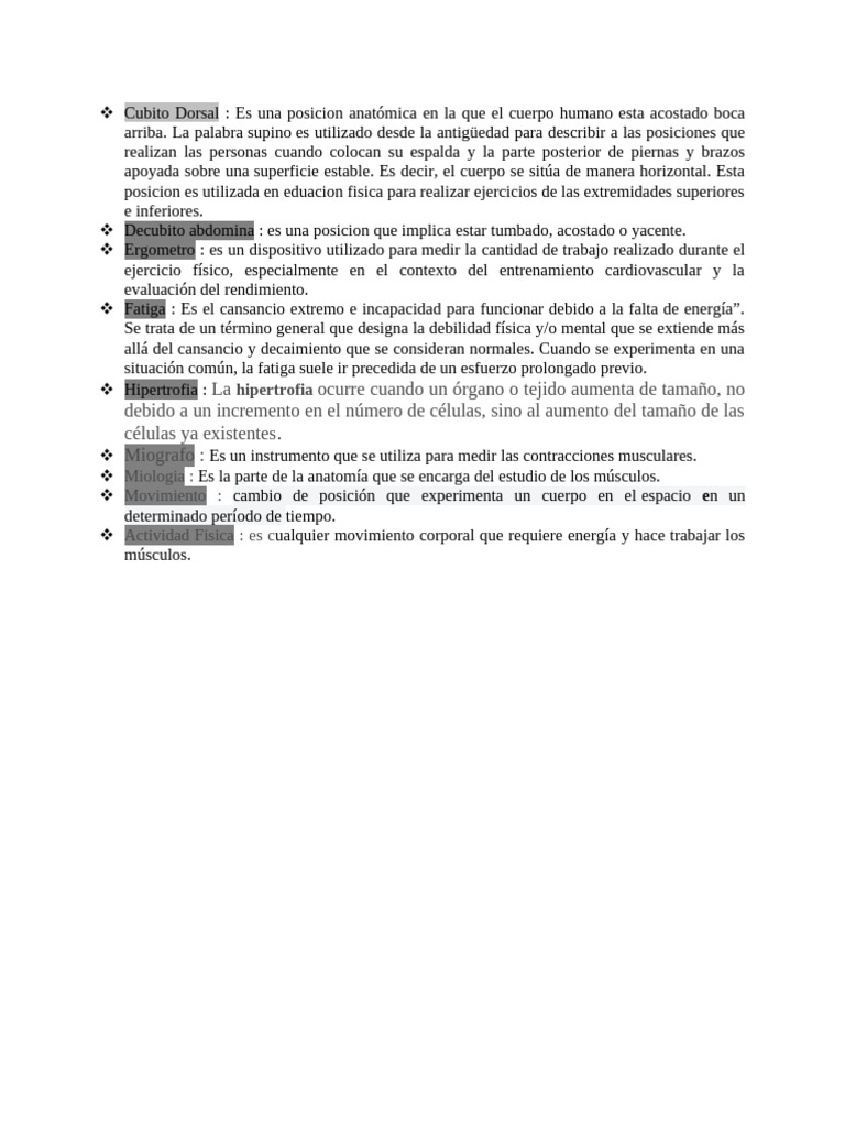 Posición de Cúbito Dorsal en Anatomía | PDF