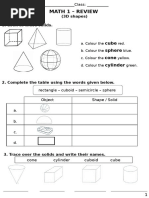Class 3 Solid Shapes Worksheet | PDF