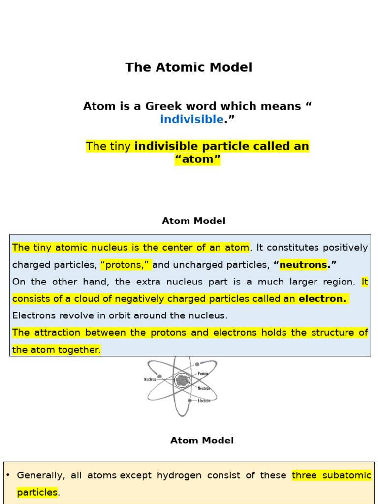 Atom Model-Introductions-1 | PDF | Atoms | Electron