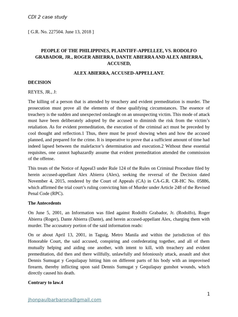 case study | PDF | Murder | Witness