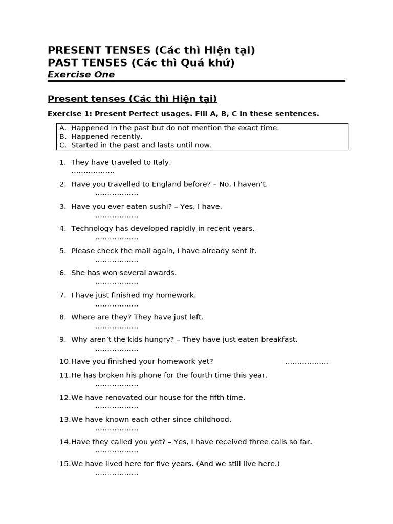 Present Tenses Exercises Worksheet Pdf Grammar Linguistics