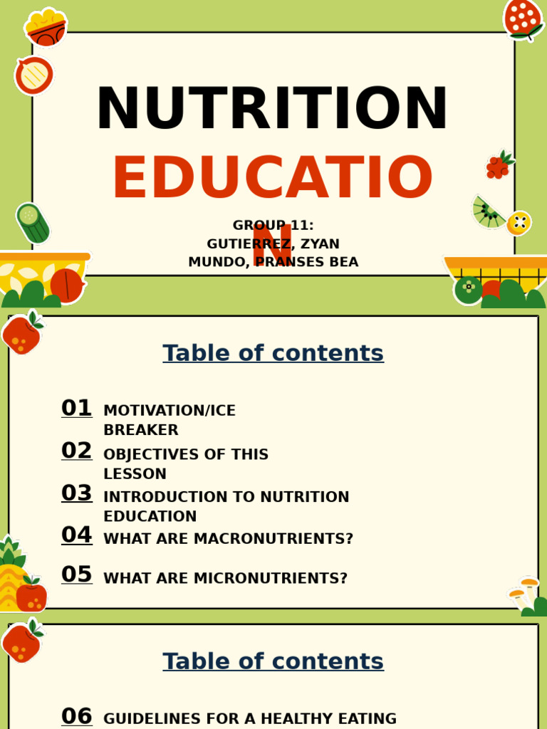 Nutrition Education and Healthy Eating Guide | PDF | Foods | Nutrition