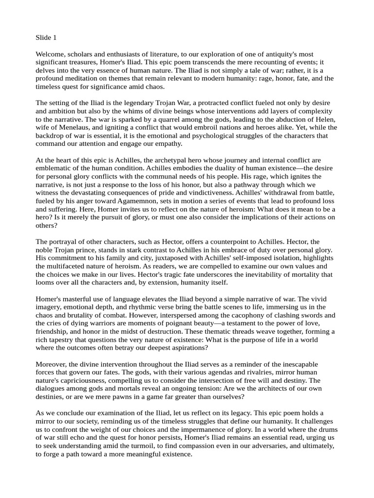 Homer Illiad: an Epic Tale of War and Hero | PDF | Iliad | Achilles