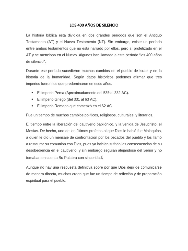 Los 400 Años de Silencio Johan | PDF