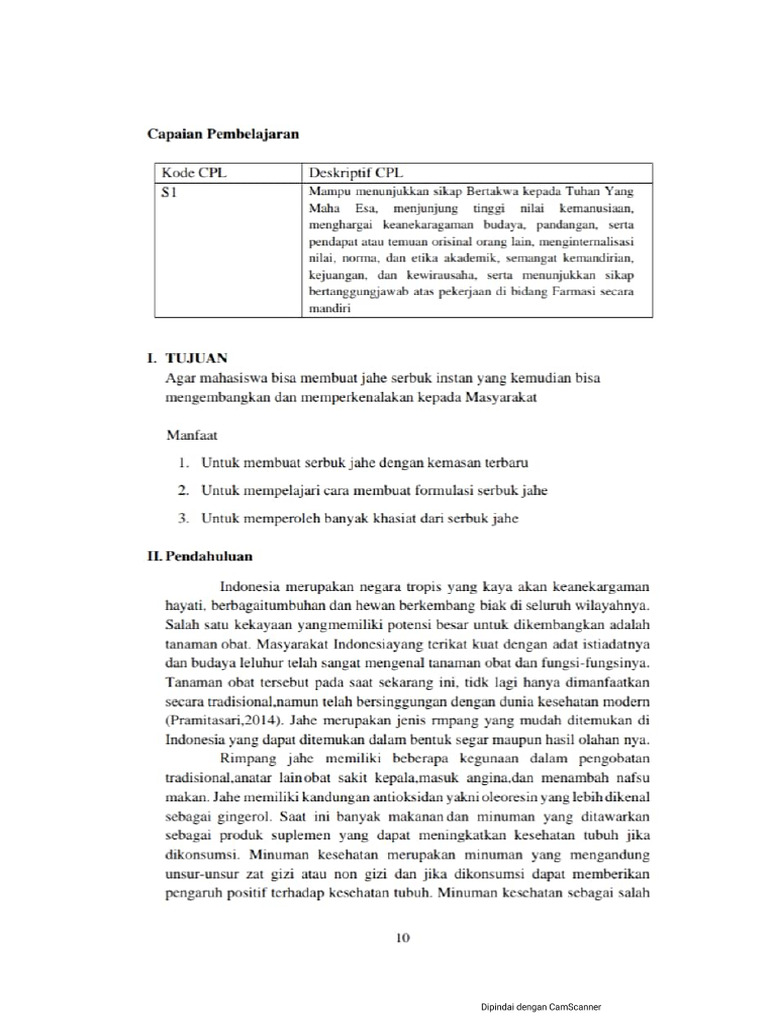 Modul II Serbuk Jahe | PDF