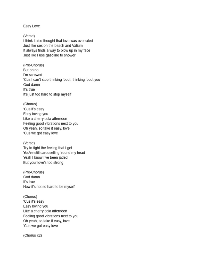 Easy Love Lyrics | PDF