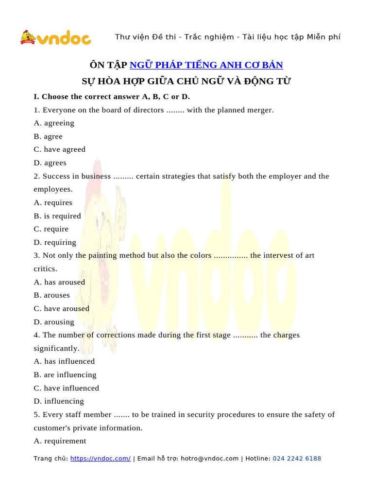 SUBJECT VERB AGREEMENT - Reference | PDF