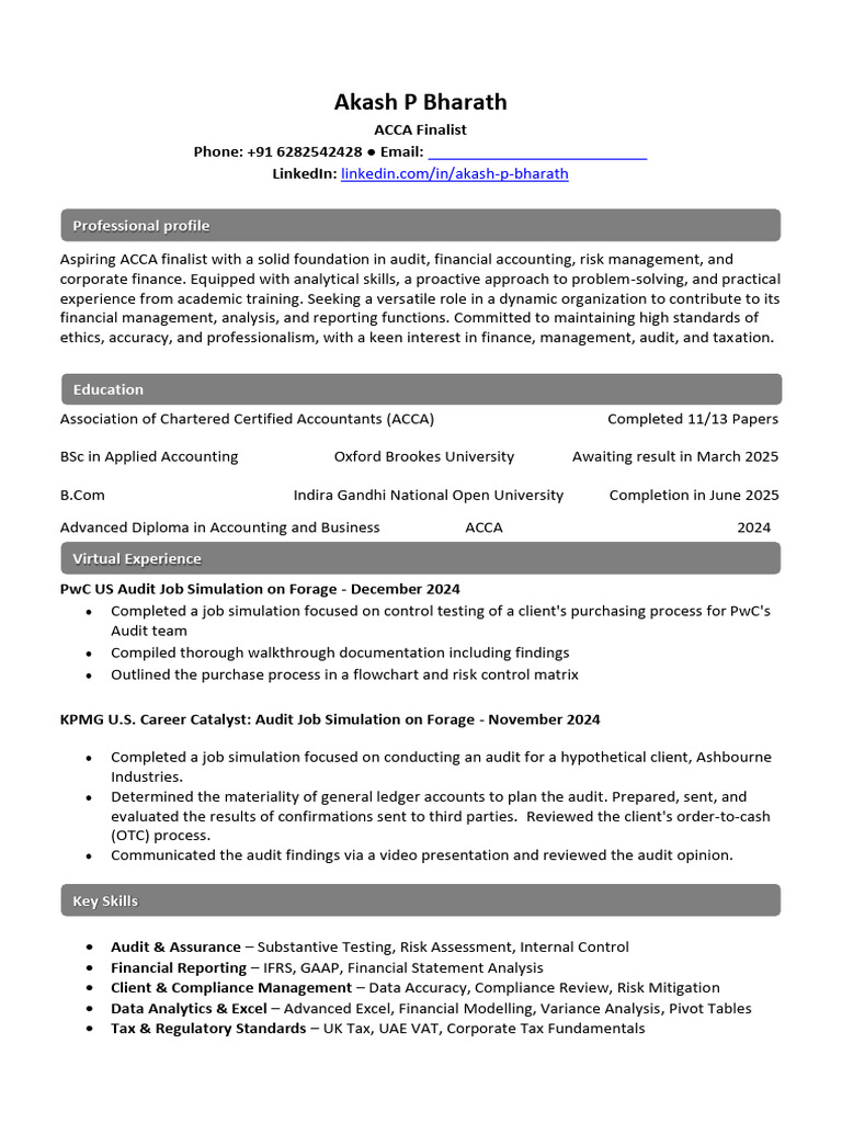 Akash P Bharath-ACCA - Finalist | PDF | Audit | Accounting