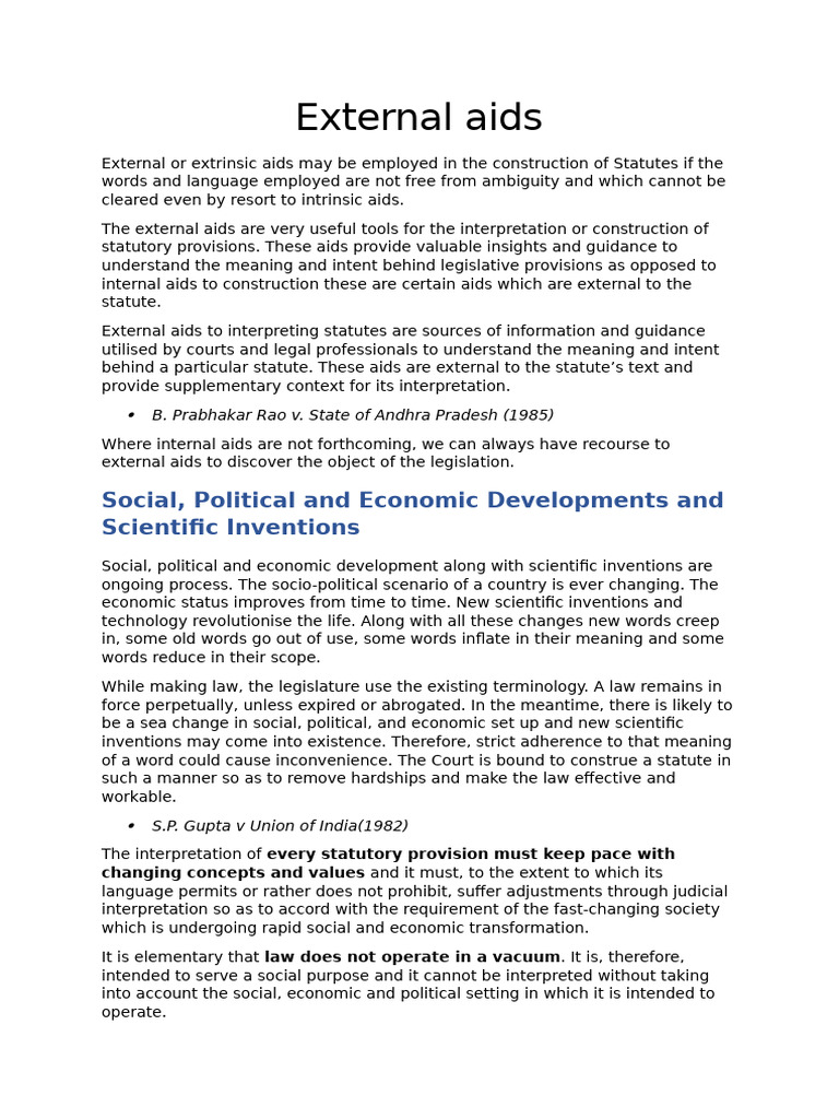 External Aids To Interpretation | PDF | Statutory Interpretation ...