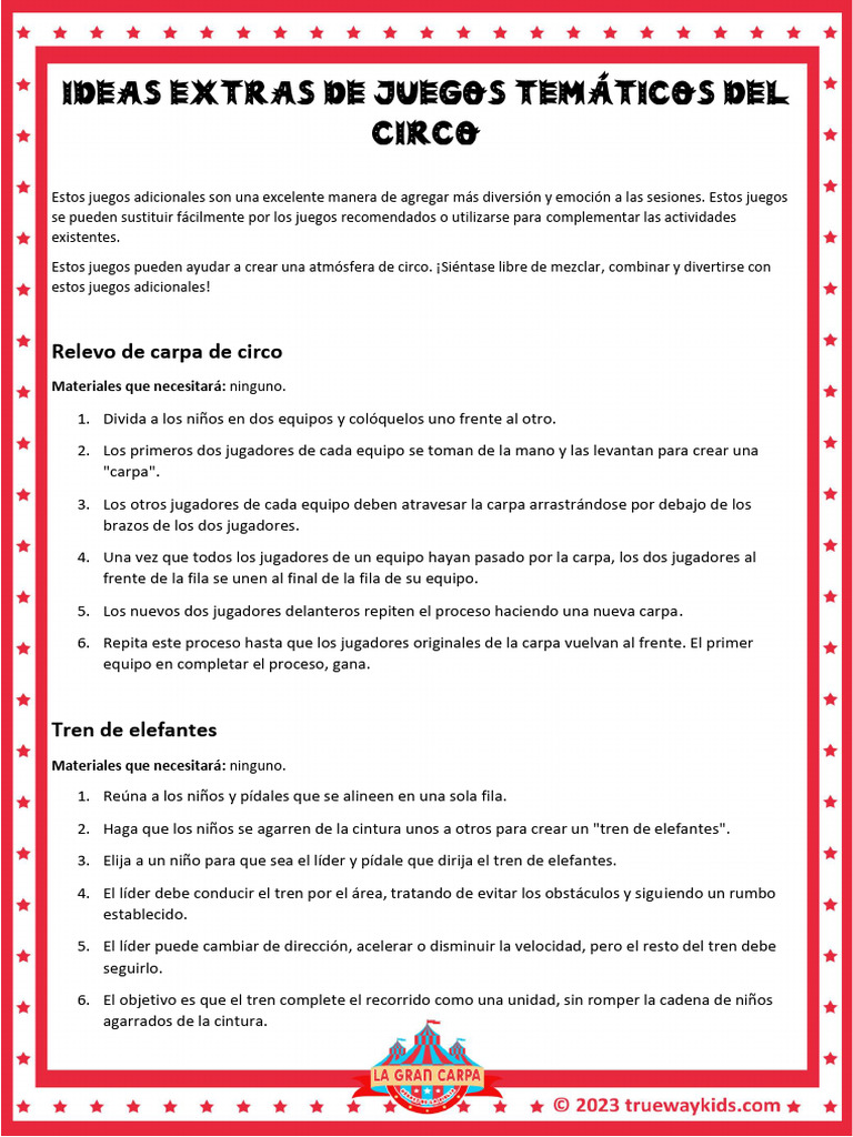 Juegos y Actividades Extras Temáticas Del Circo | PDF | Circo | Payaso