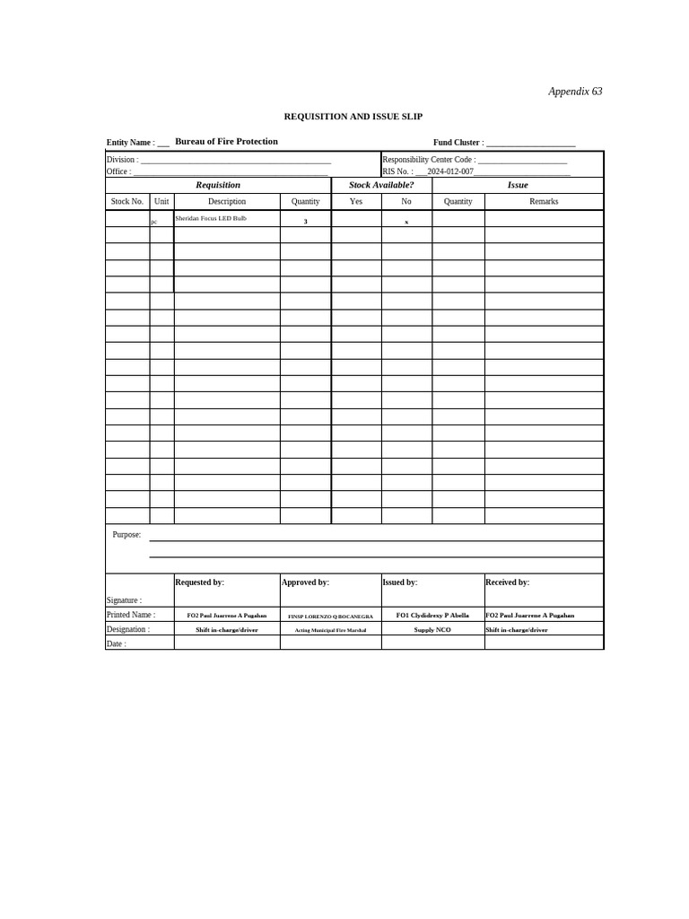 Appendix 63 - RIS 2024-012-008 | PDF