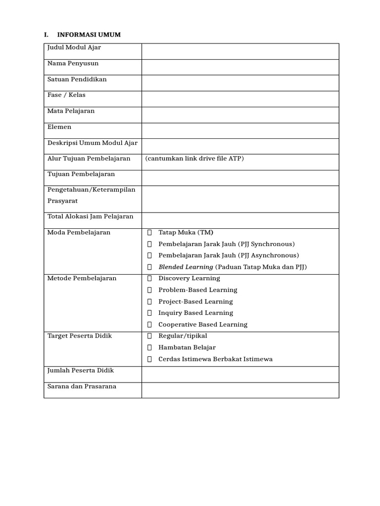 Format Modul Ajar SDN Gunong Geulugo | PDF