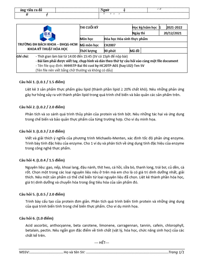 Đề thi cuối kỳ K20 | PDF