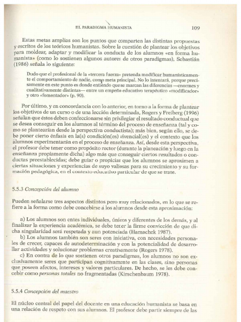 Alumno, Maestro y Aprendizaje. Teoría Humanista. Págs.109-111 Act. 1 B III. Lect 2 | PDF