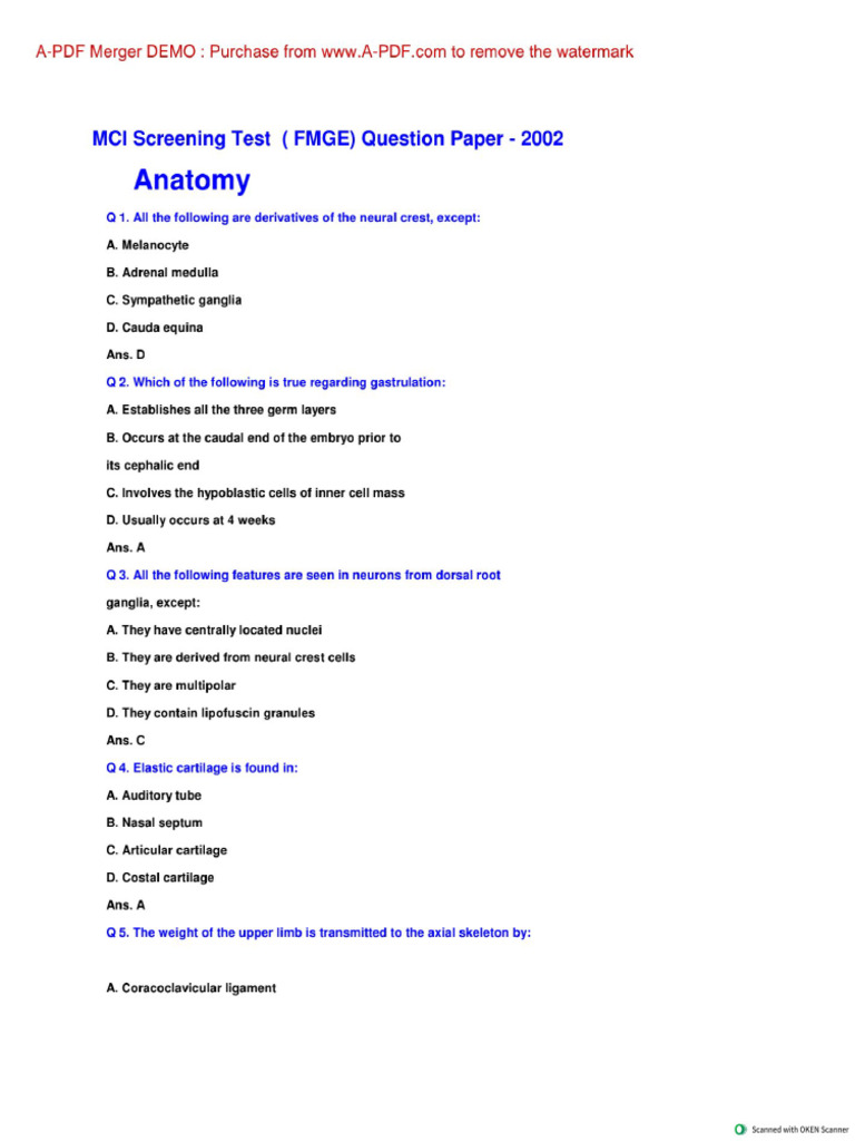 FMGE Question Papers 2002 2008 | PDF