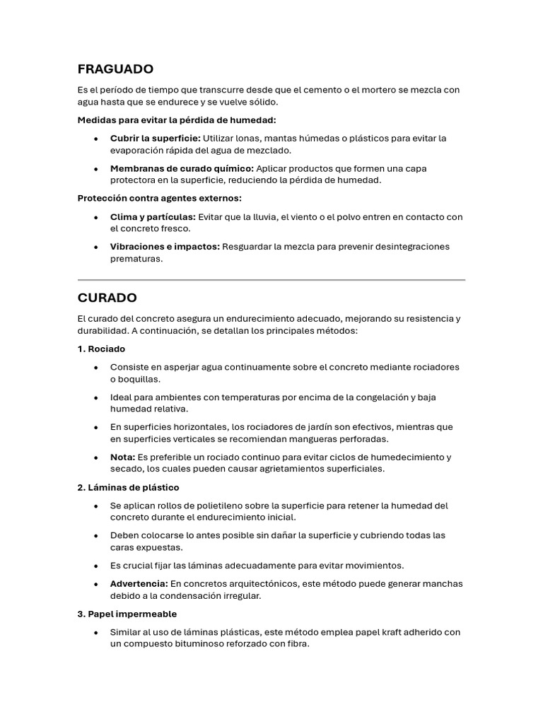 Que Es Fraguado | PDF | Hormigón | Agua