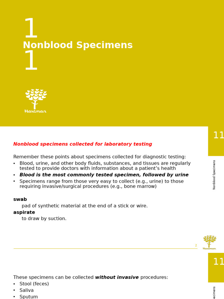 Chapter 11 PBT PPT Non Blood Specimen | PDF | Human Feces | Clinical ...