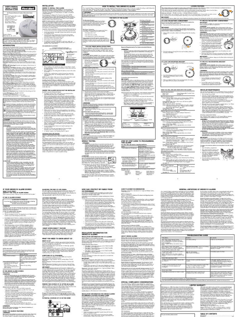 First Alert SC7010BV Manual | PDF | Electrical Connector | Manufactured ...