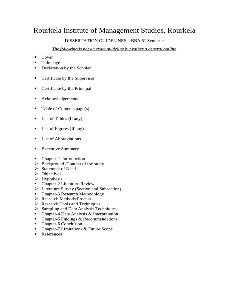 BBA 5 S Dissertation Guideline | PDF