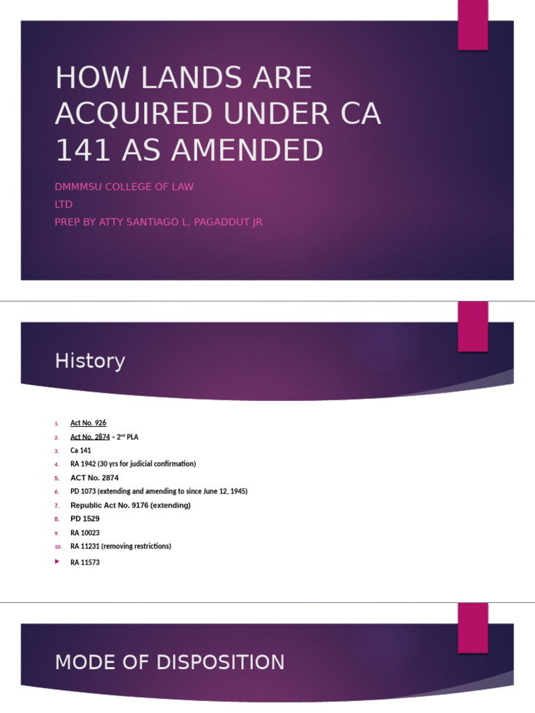 Acquiring Lands Under CA 141 Guidelines | PDF | Subpoena Duces Tecum ...