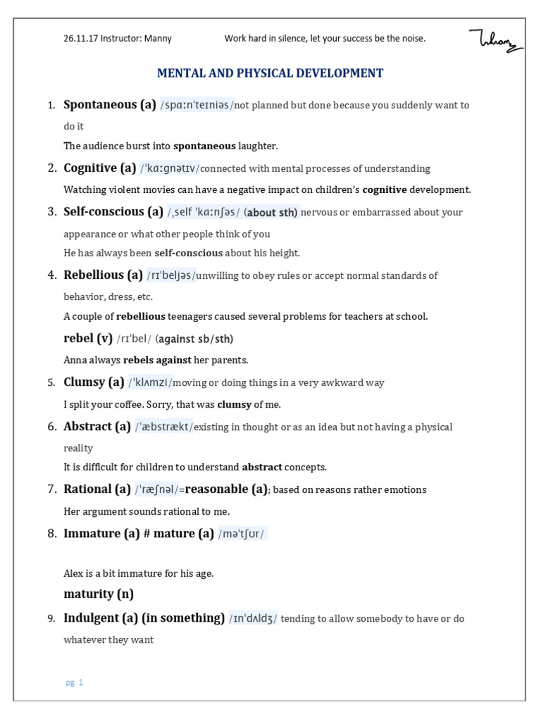 UNIT2-MENTAL-AND-PHYSICAL-DEVELOPMENT | PDF | Mind | Cognition