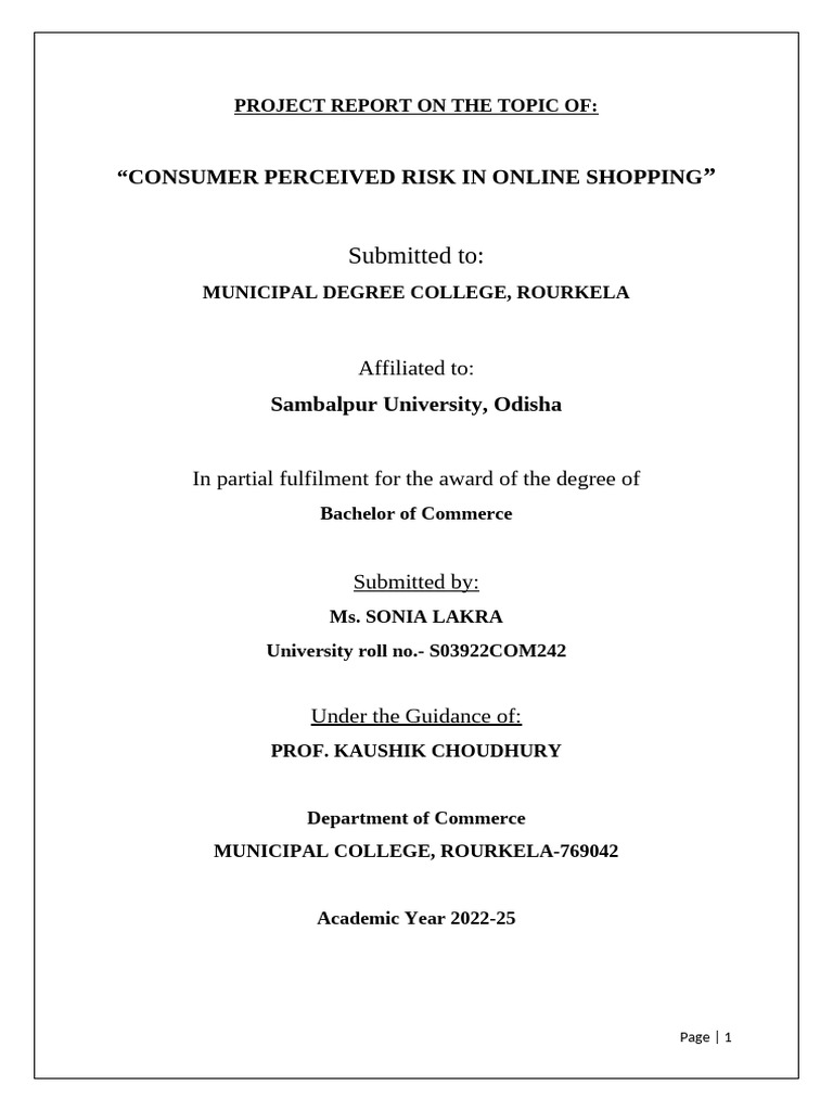 Online shopping project BCOM 3rd year | PDF | Online Shopping | Risk
