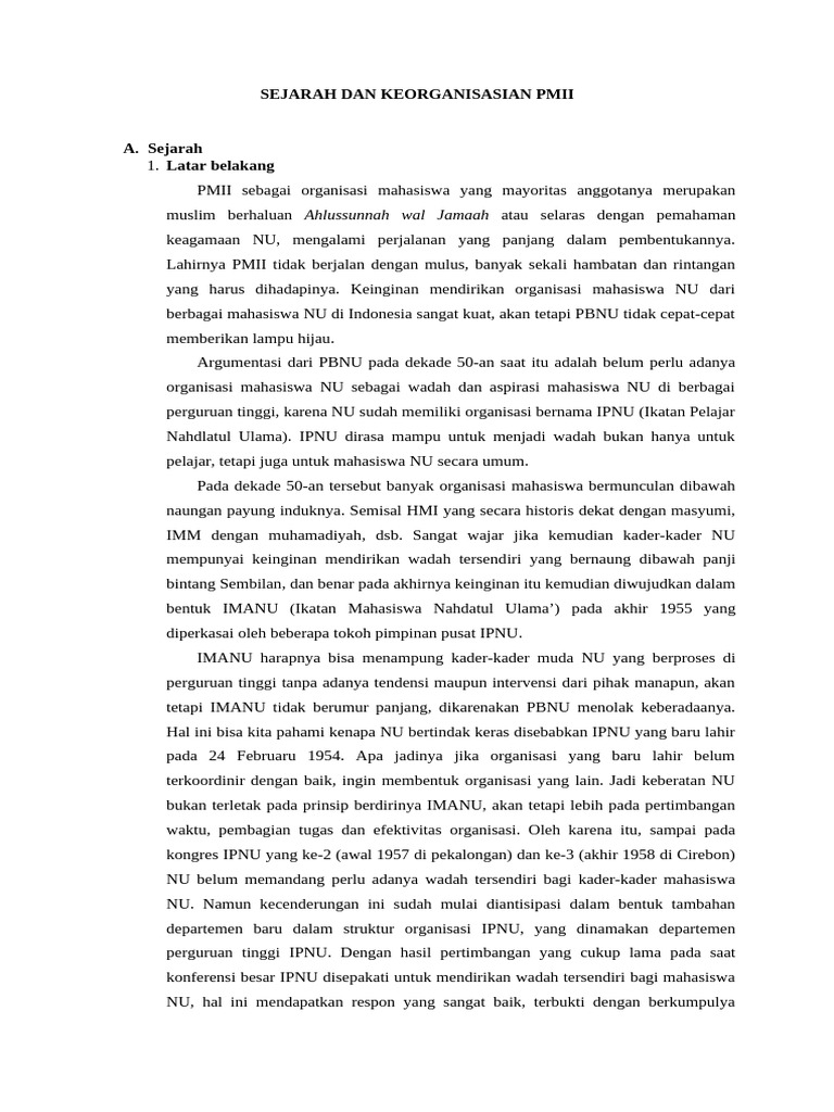 Sejarah Pendiri PMII dan Perkembangannya | PDF