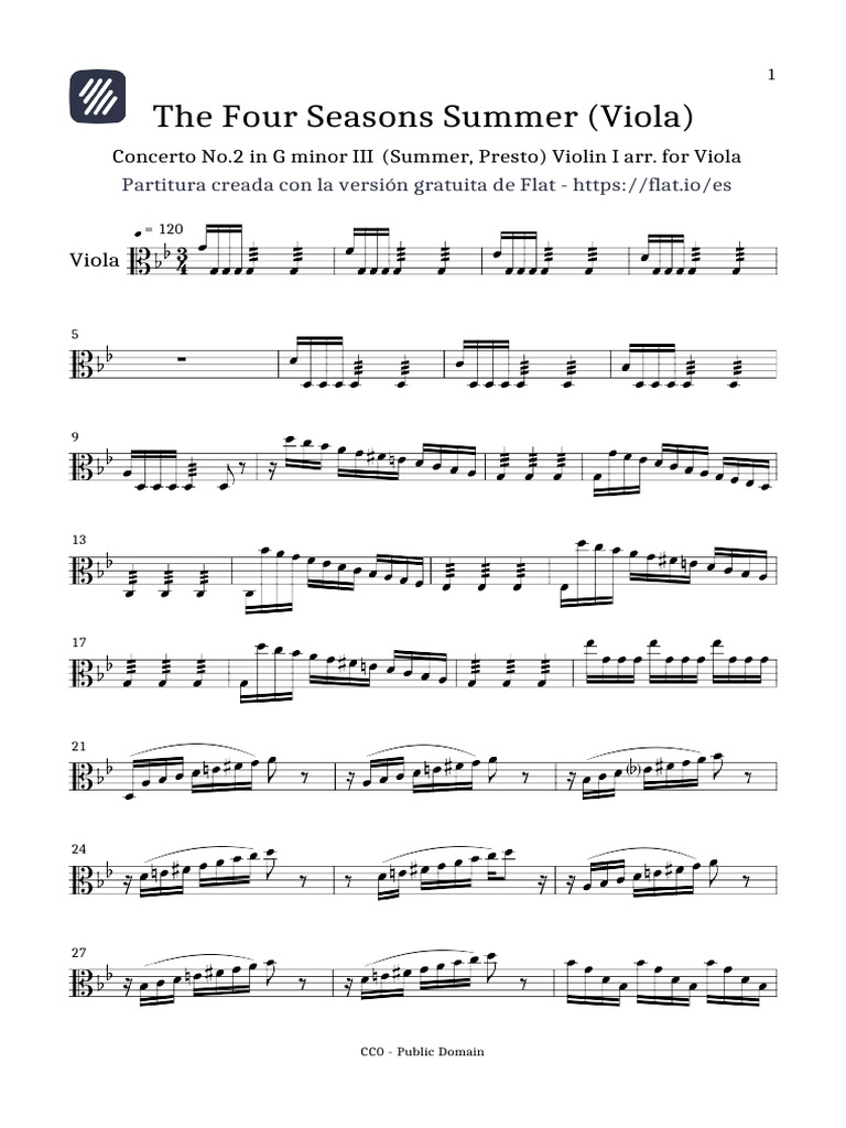 The Four Seasons Summer (Viola) | PDF