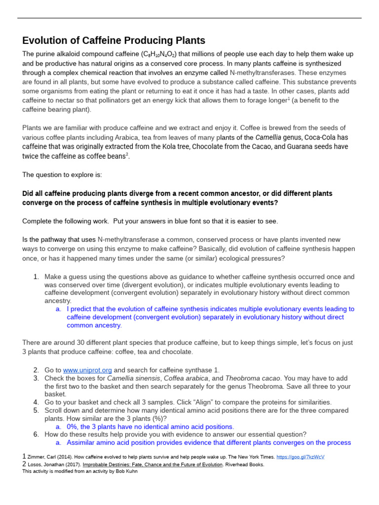 Evolution_of_Caffeine_Producing_Plants | PDF | Caffeine | Biology