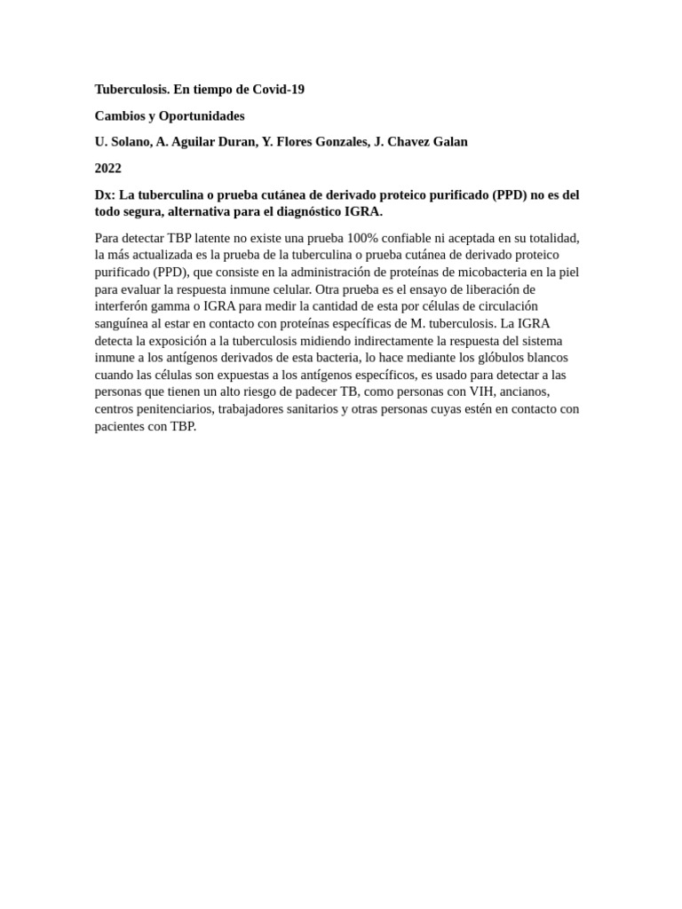 Tuberculosis Cuadro 2 Articulos | PDF | Tuberculosis | Especialidades Medicas